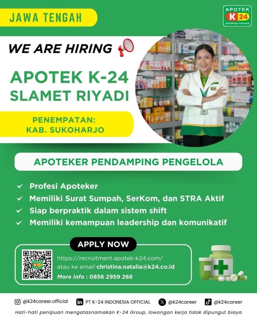 Lowongan Pekerjaan Apoteker Pendamping Pengelola – Tracer Study | Universitas Harapan Bangsa